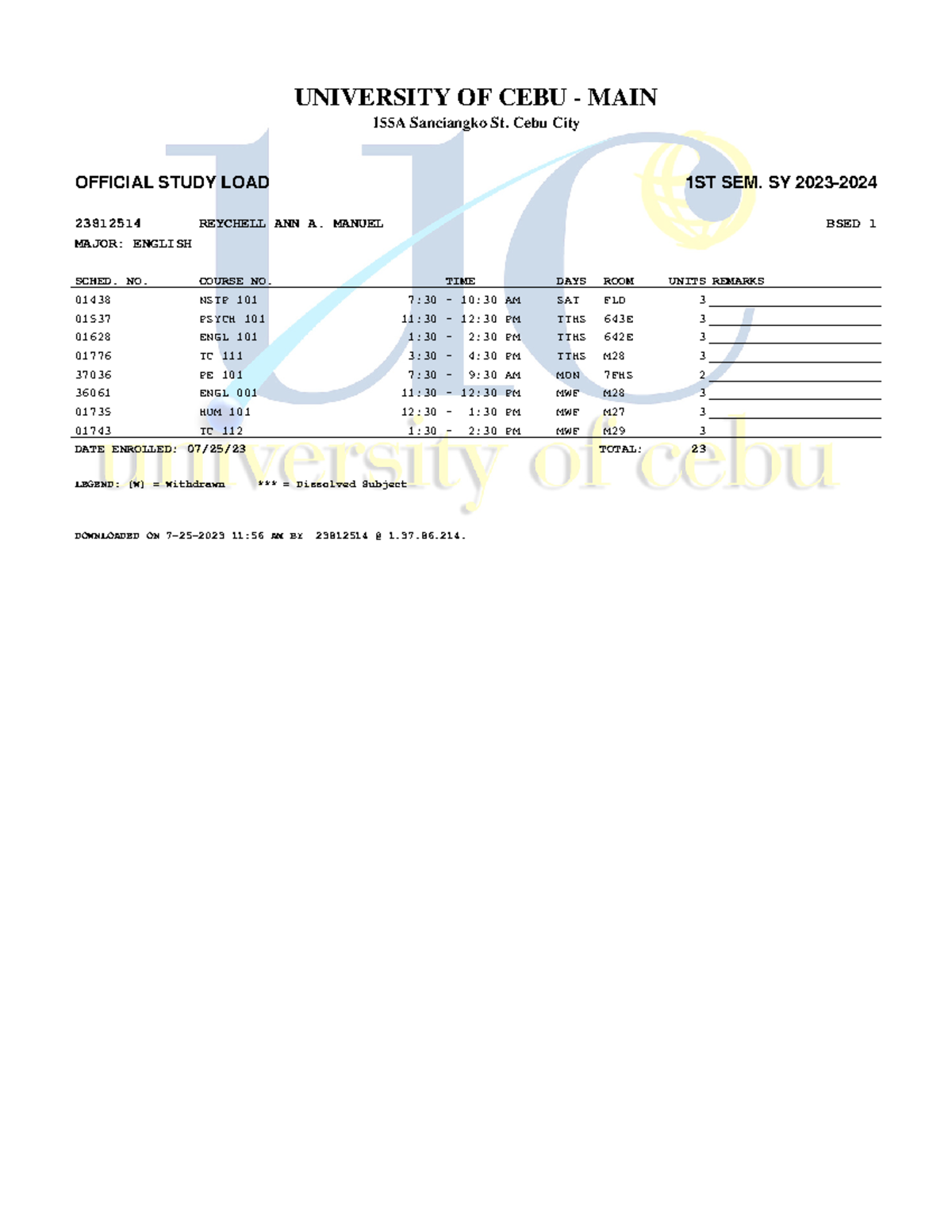 23812514241 - Research - UNIVERSITY OF CEBU - MAIN 155A Sanciangko St ...