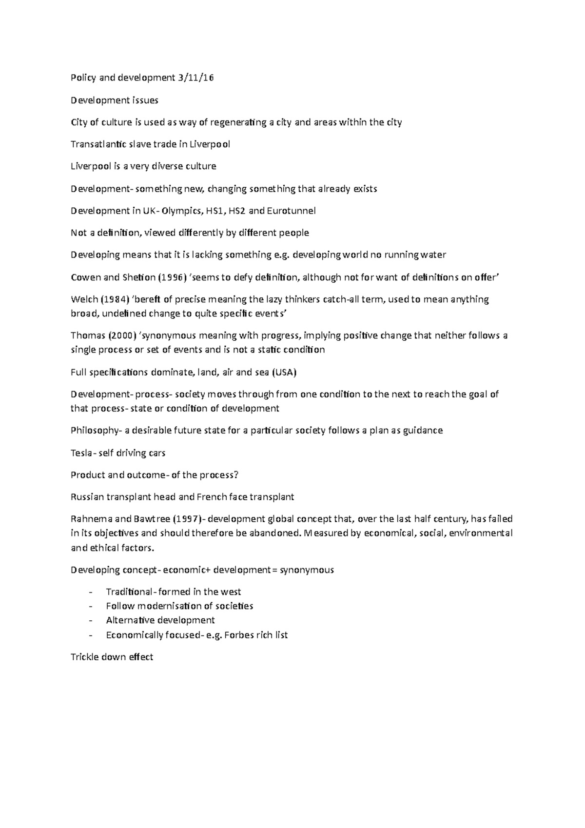 3rd November Hull - Policy and development 3/11/ Development issues ...