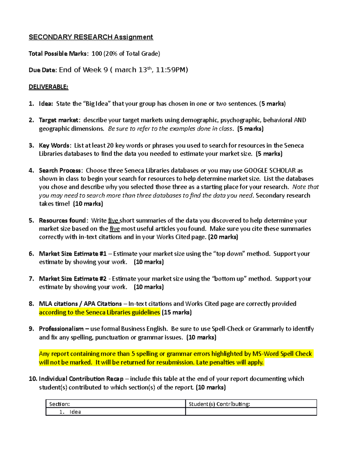 Secondary Research Assignment for an group assignment - SECONDARY ...