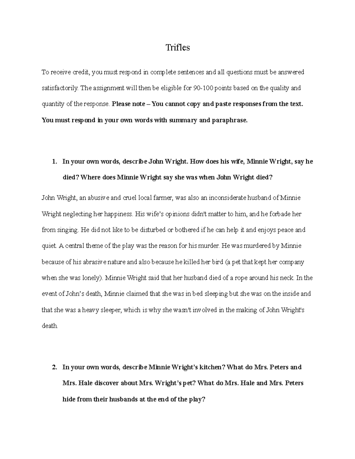 2. Trifles - Assignment - Trifles To receive credit, you must respond ...