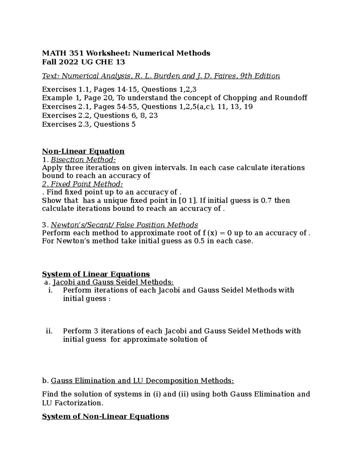 MATH 351 Worksheet - MATH 351 Worksheet: Numerical Methods Fall 2022 UG CHE 13 Text: Numerical ...