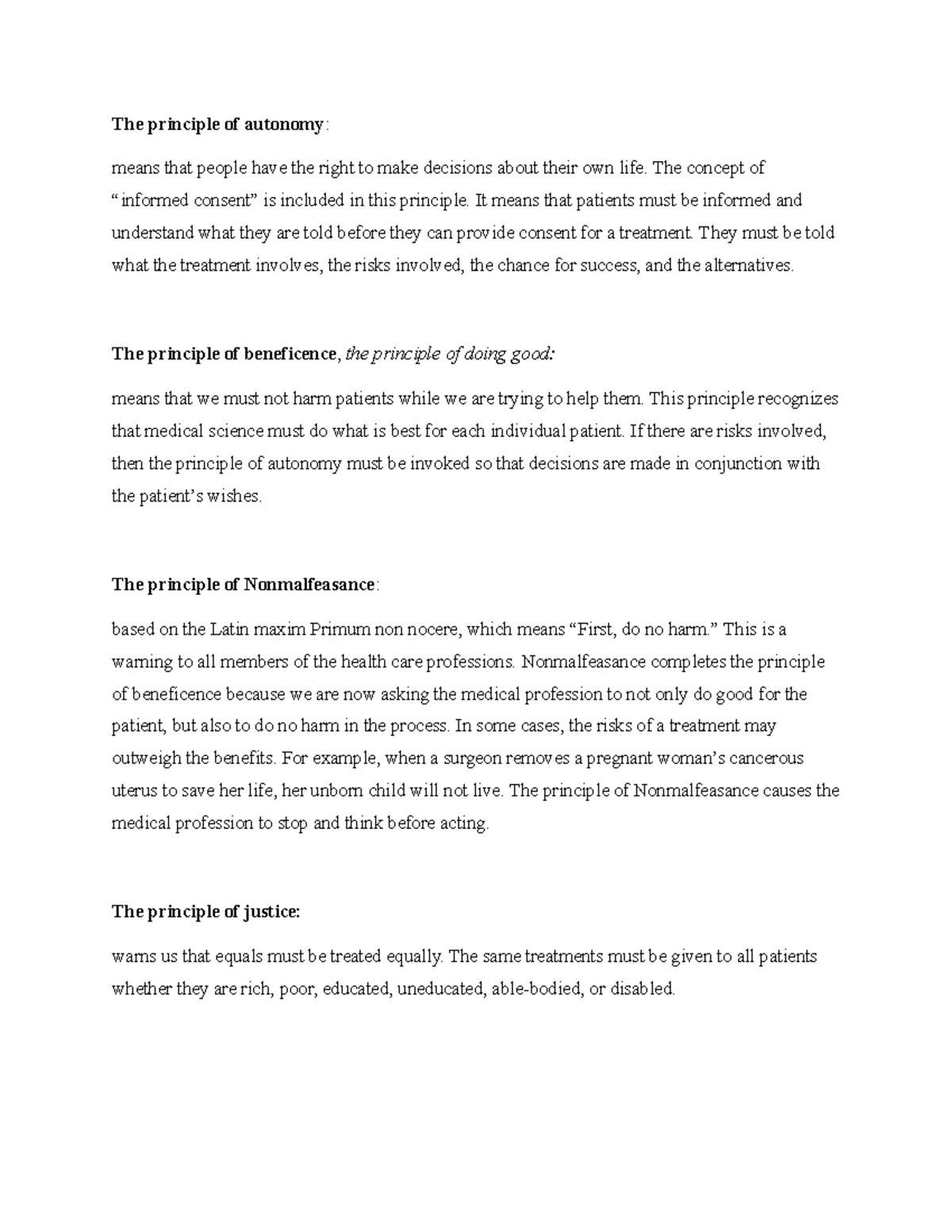 Ethics - The principle of autonomy: means that people have the right to ...