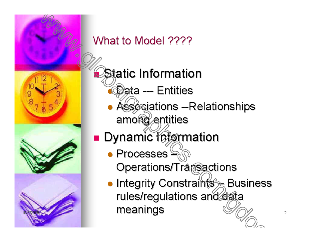 Class-L6 data model - Lecture notes 5 - What to Model Static ...