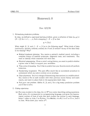 Hw2 - Homework assignment from ORIE 4741 taught by Professor Madeleine Udell during - Homework 2 ...