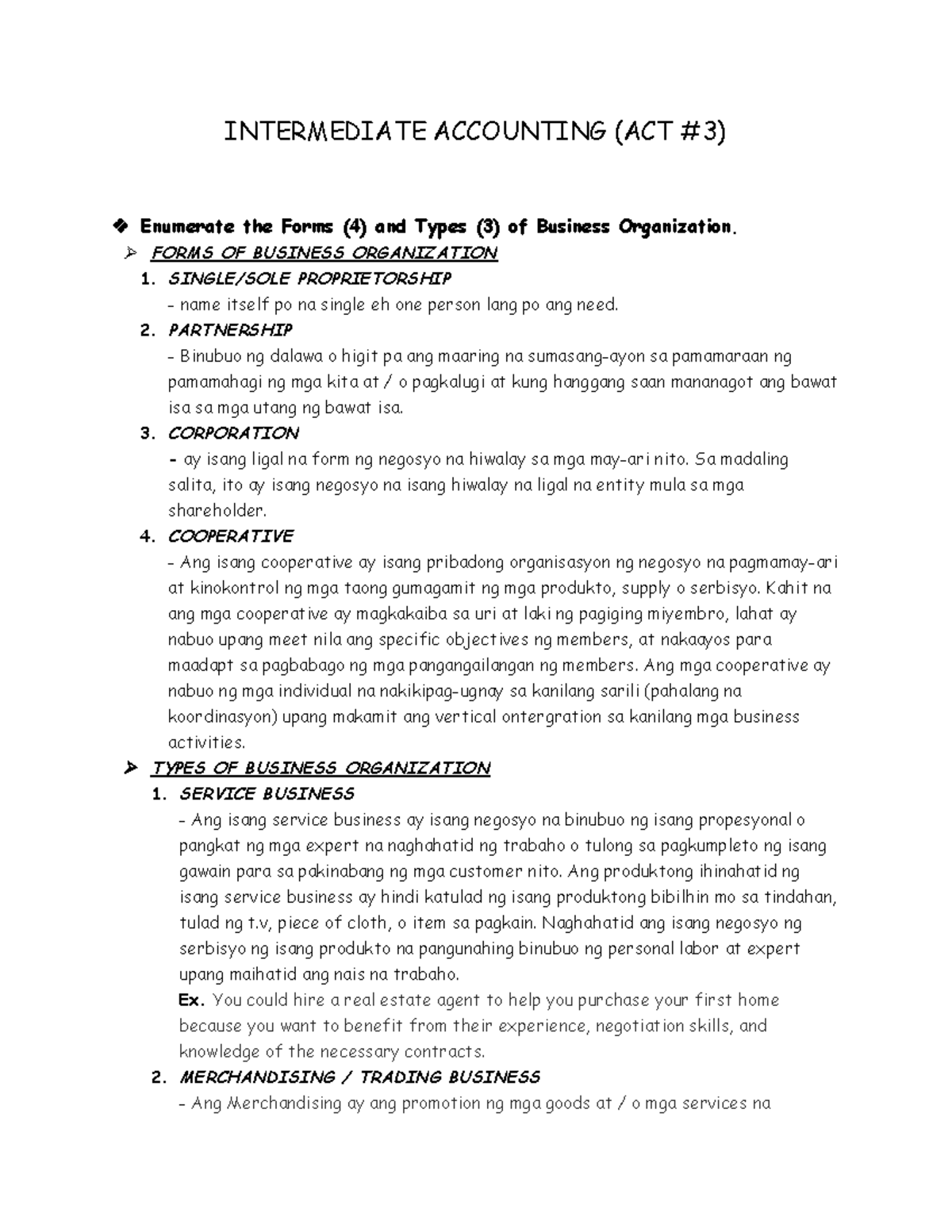 3 Intermediate- Accounting - INTERMEDIATE ACCOUNTING (ACT #3) Enumerate ...