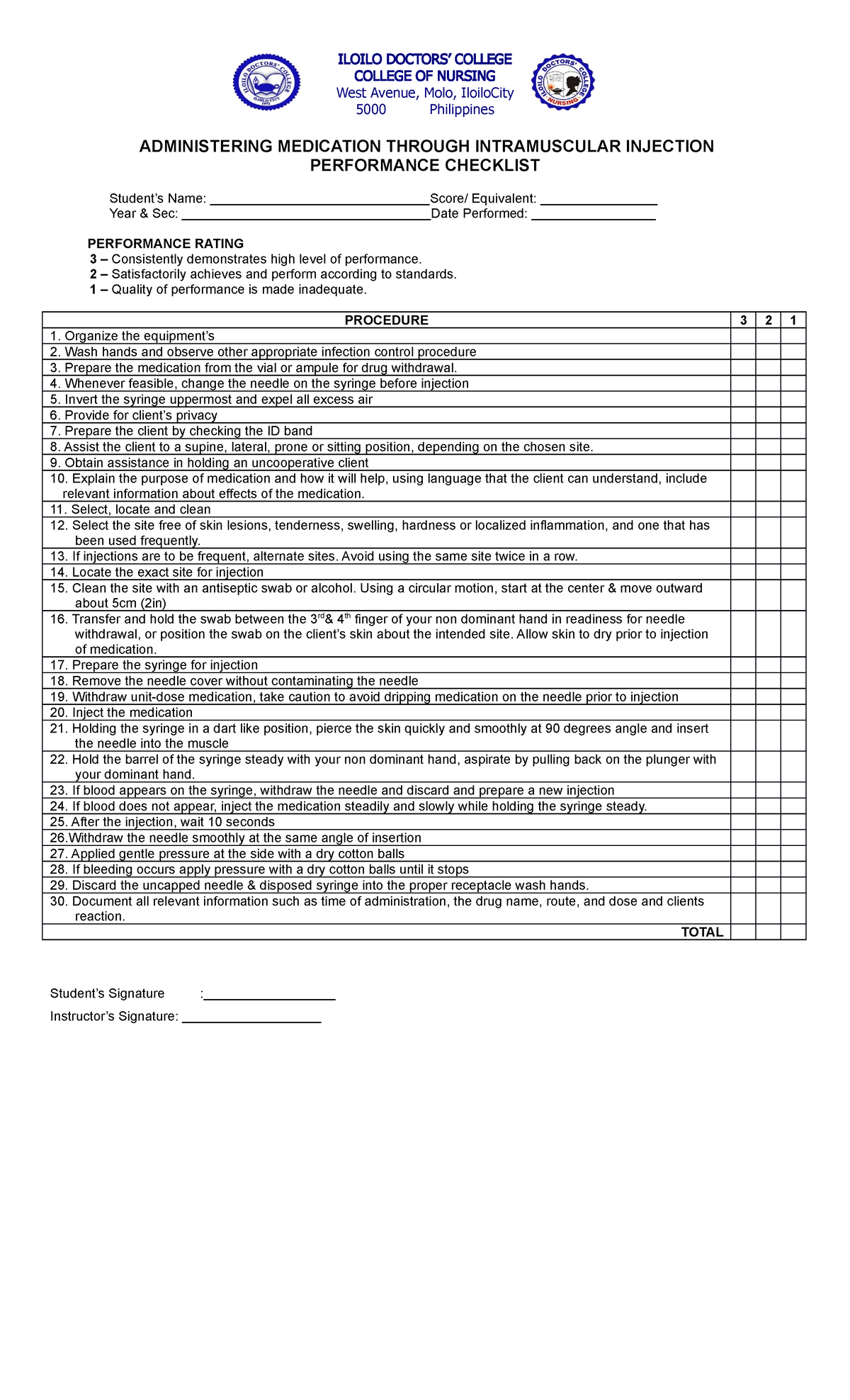 IM-injection - read and understand - ILOILO DOCTORS’ COLLEGE COLLEGE OF ...