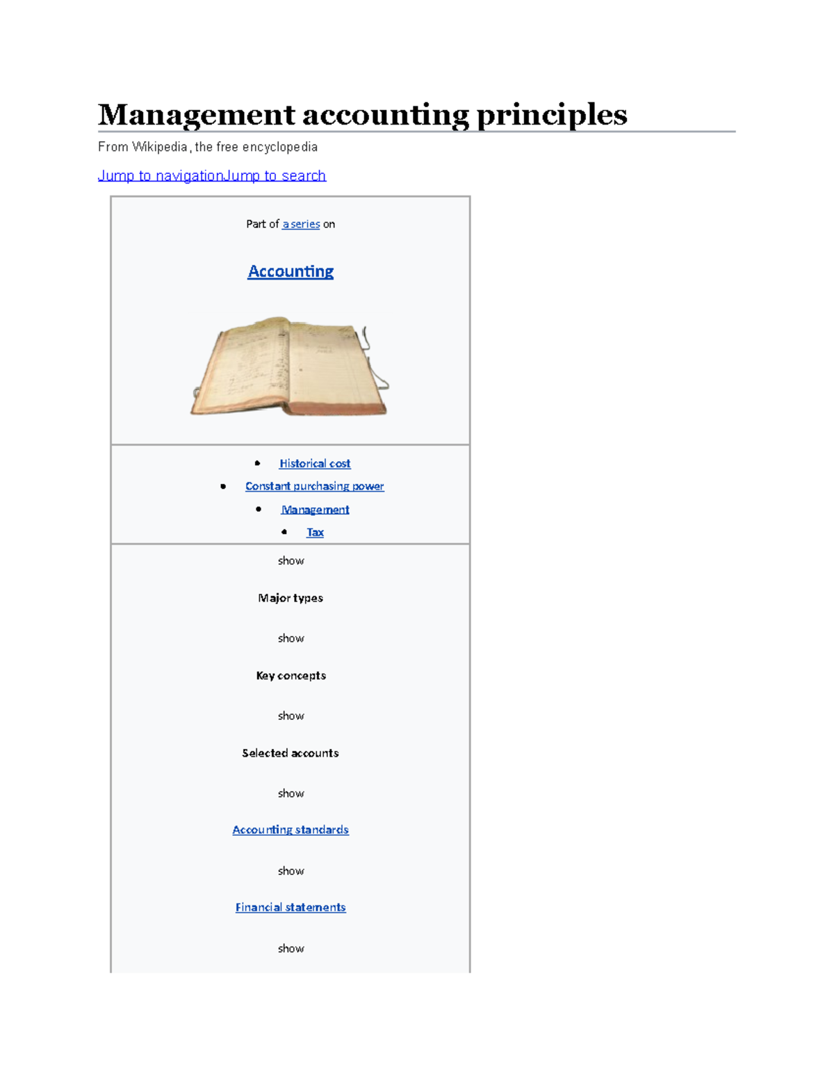 MA 1 - NOTES - Management accounting principles From Wikipedia, the ...