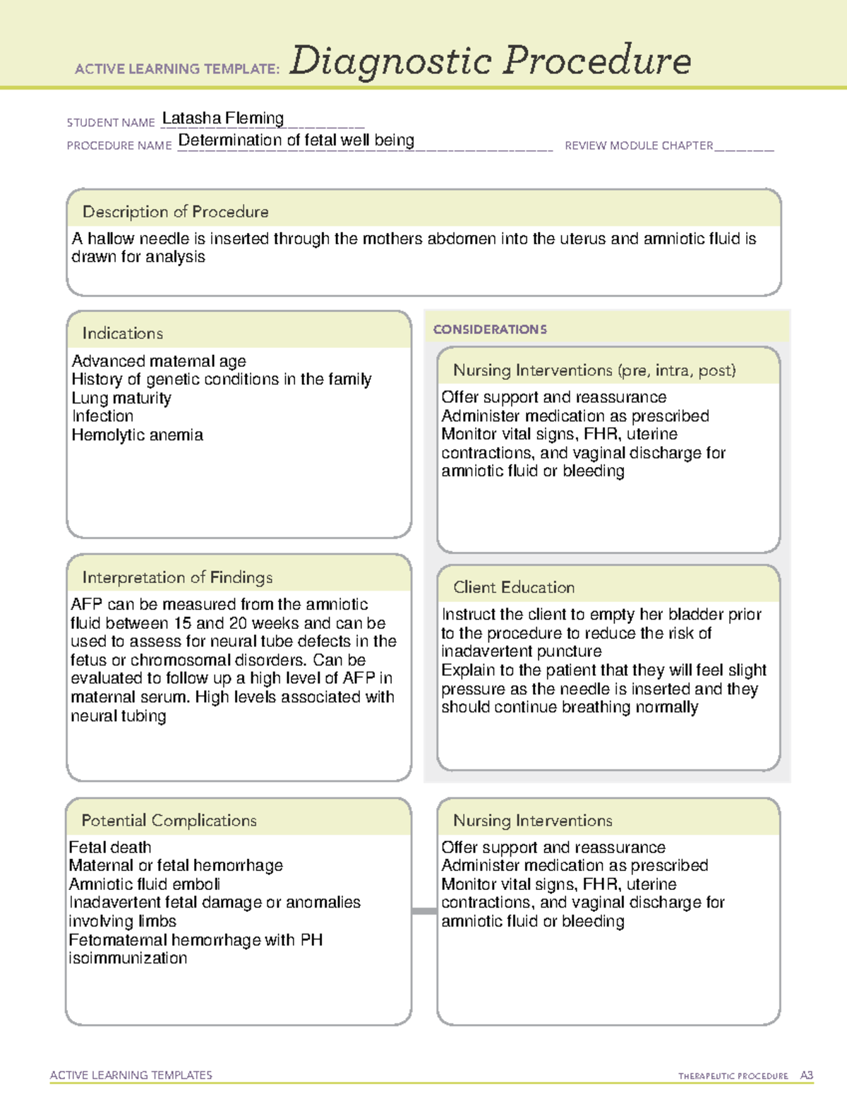Diagnostic Procedure ALT Fetal well being - ACTIVE LEARNING TEMPLATES ...