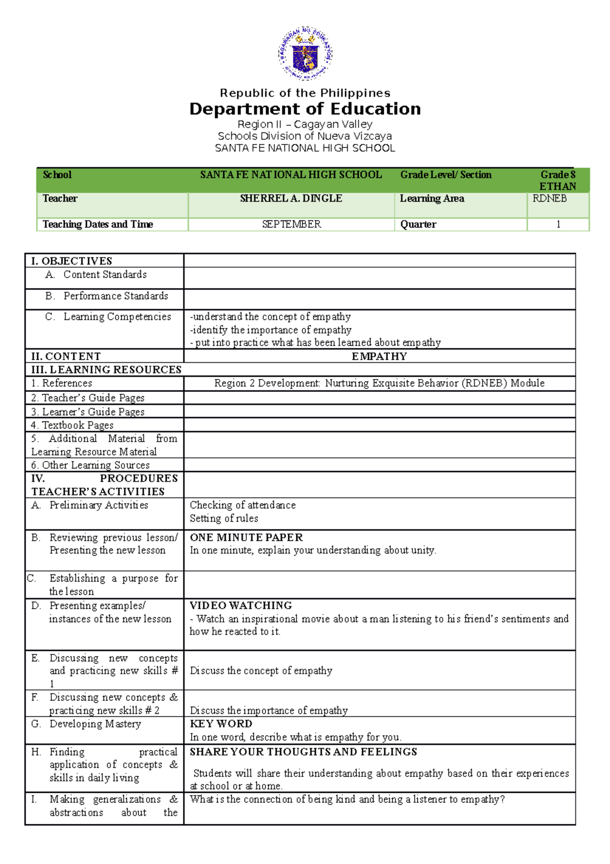 Rdneb September - GOOD LUCK - Department of Education Region II ...