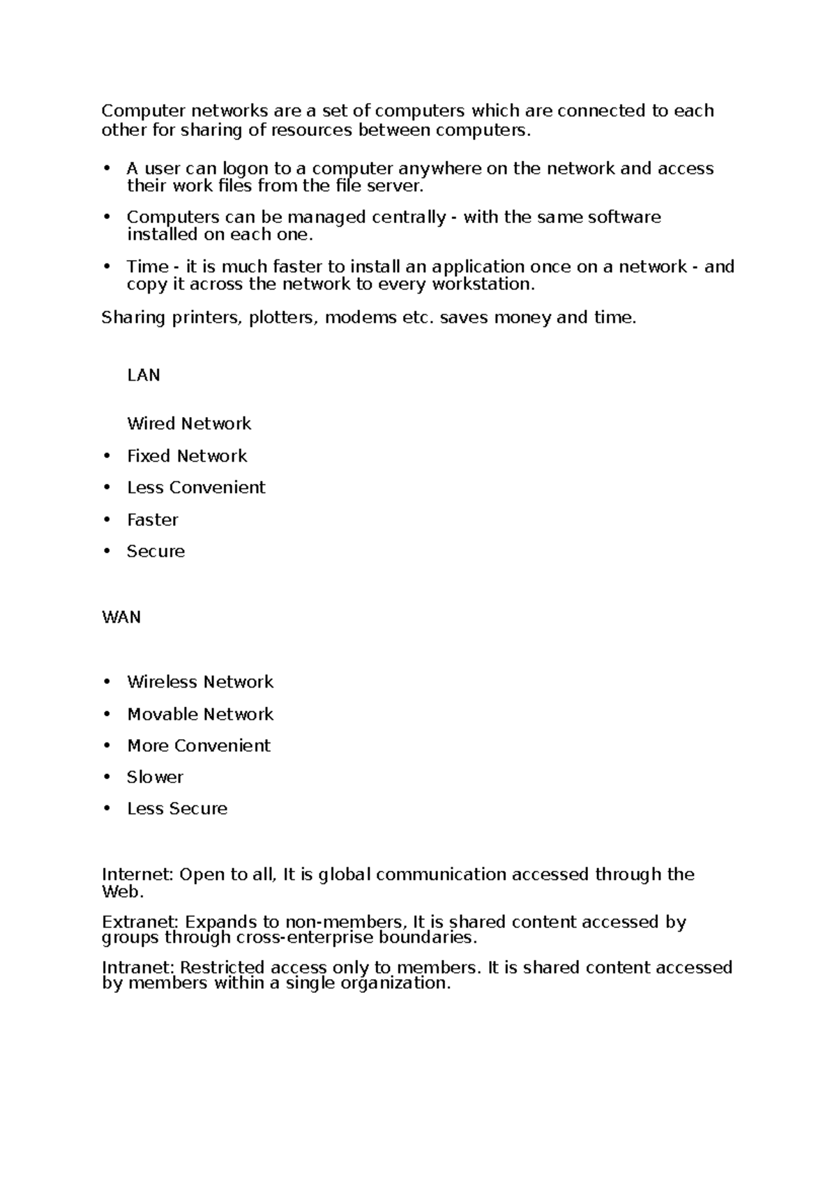1 - CS Beg. - Computer networks are a set of computers which are connected to each other for ...