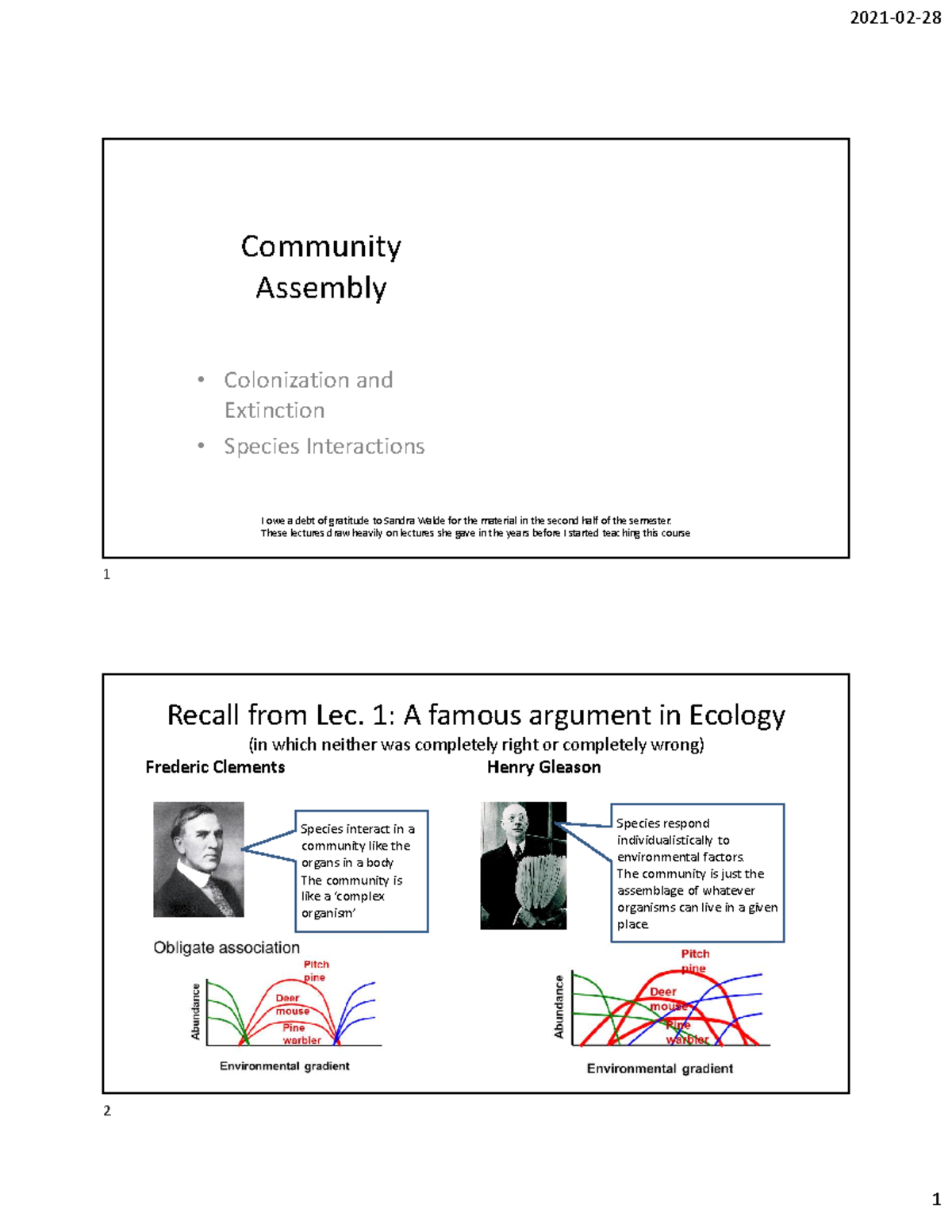 Community Assembly Slides - Community Assembly • Colonization and ...