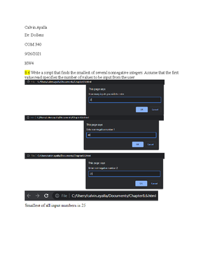 COM340 HW3 - 6.16 Write a script that asks the user to enter two numbers, obtains the two ...