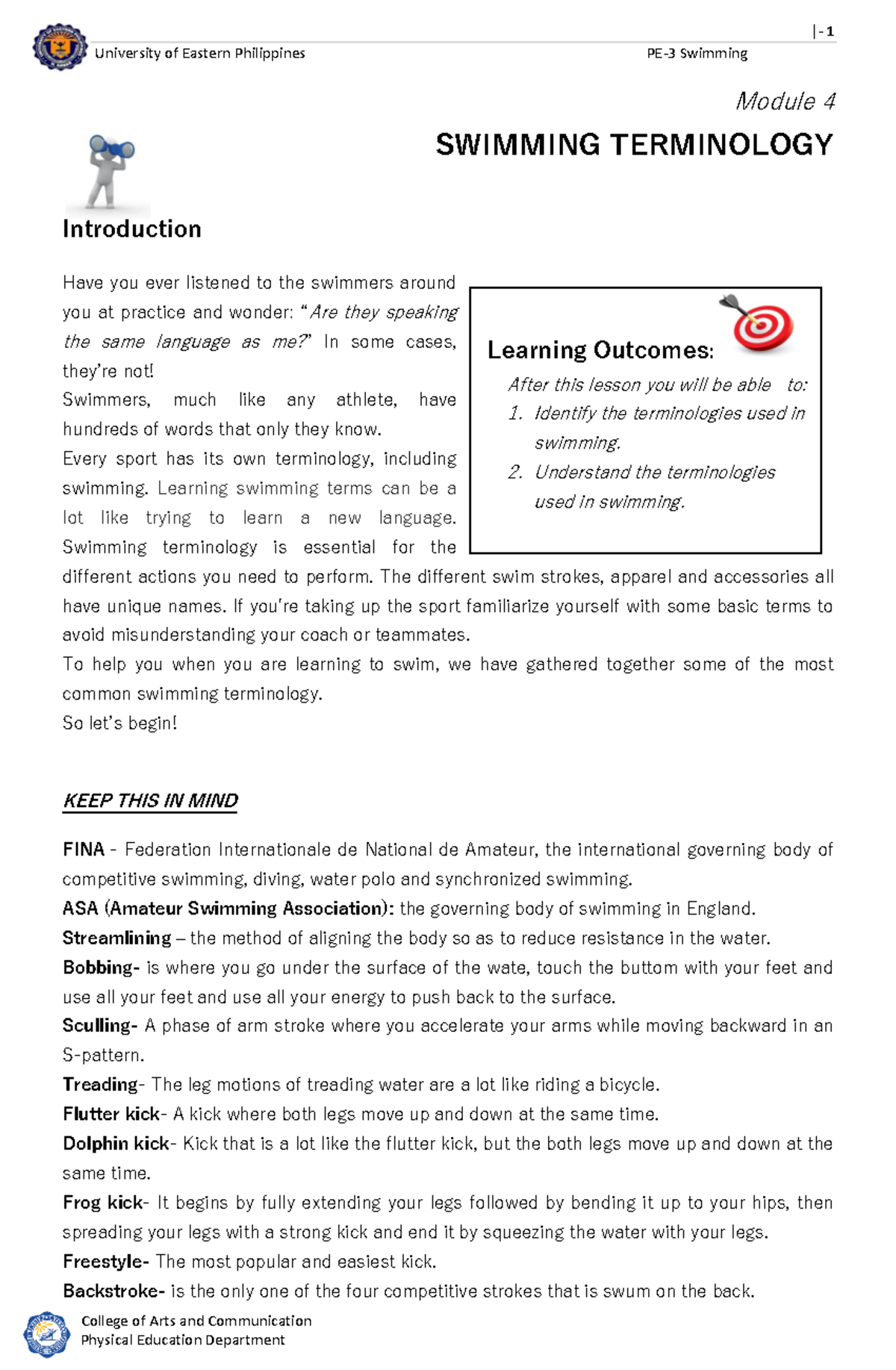 PE 3 Module 4 Jdjdj University Of Eastern Philippines PE 3 Swimming pe-3-module-4-jdjdj-university-of-eastern-philippines-pe-3-swimming