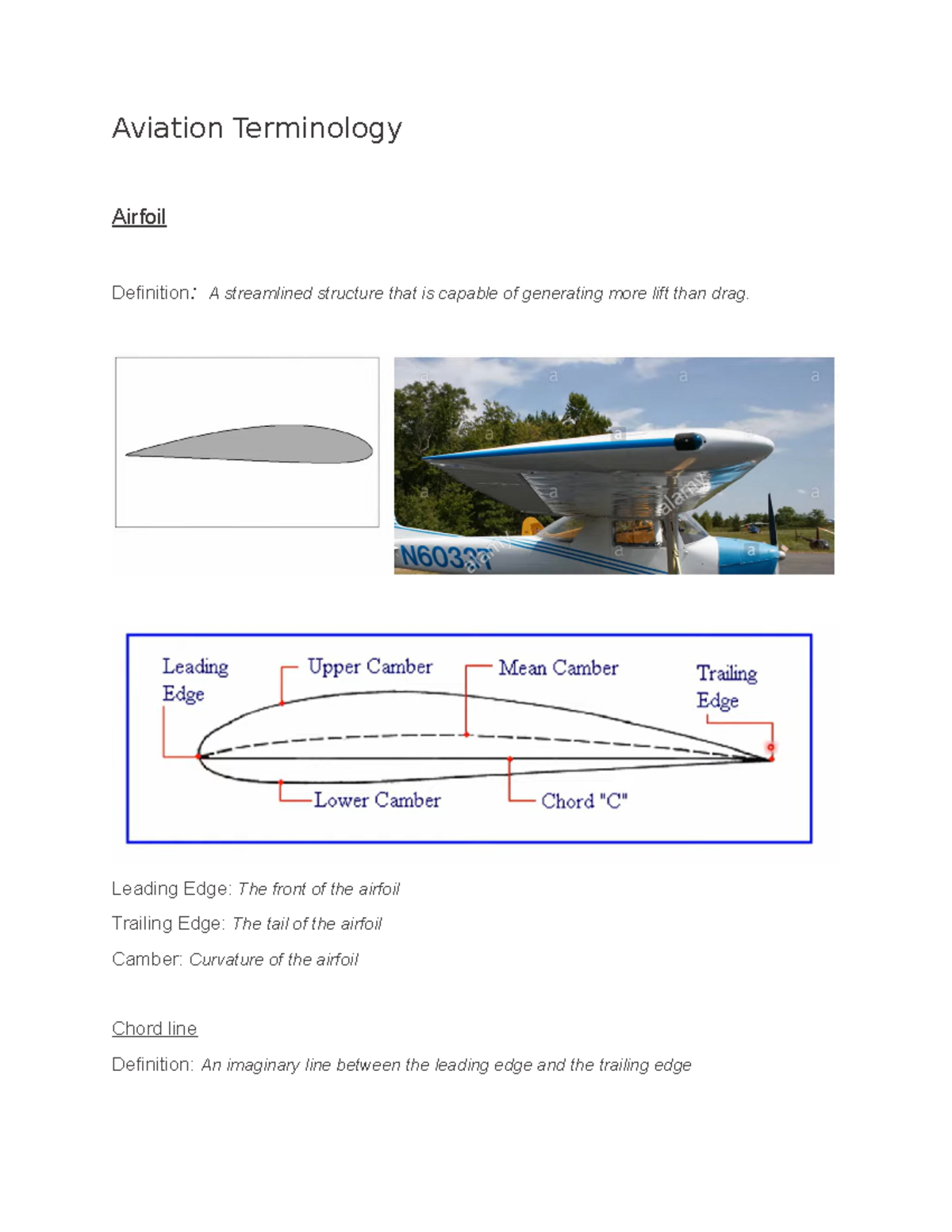 Aviation Terminology - English - Aviation Terminology Airfoil ...
