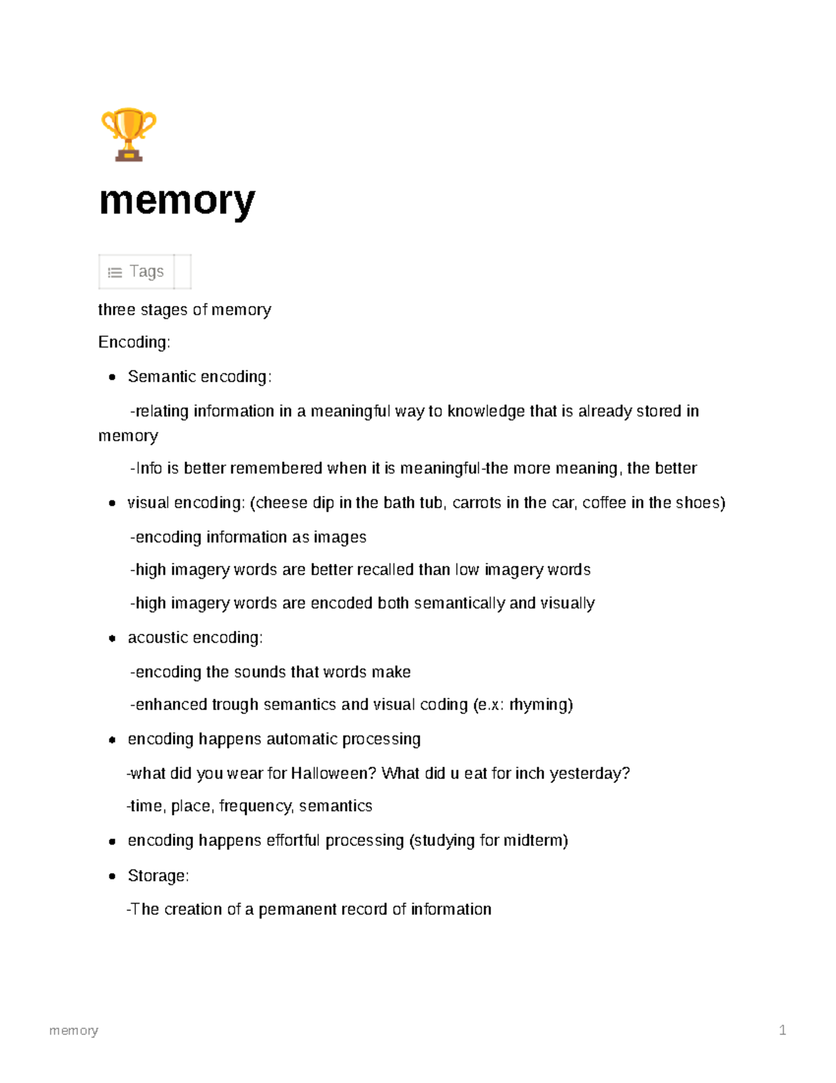 psyc 101: Memory 1 - memory 1 ¶ memory Tags three stages of memory ...