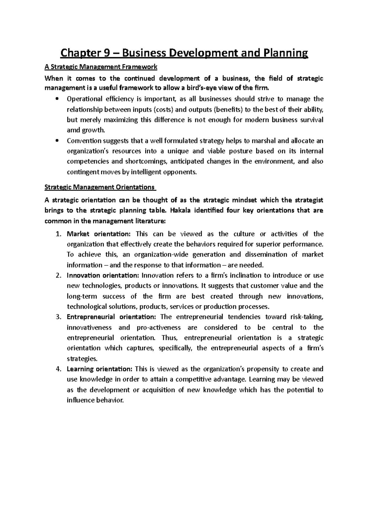 Chapter 9 - Business Development and Planning - Chapter 9 – Business ...