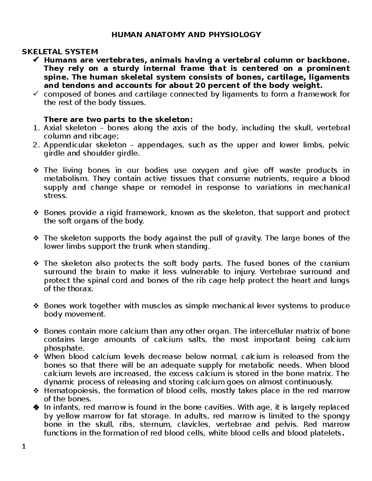 Human Anatomy AND Physiology - HUMAN ANATOMY AND PHYSIOLOGY SKELETAL ...