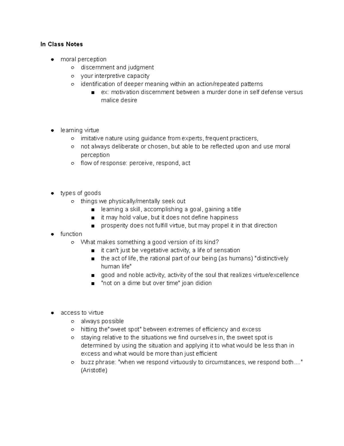 Ethics Lecture 04/13 - In Class Notes moral perception discernment and ...