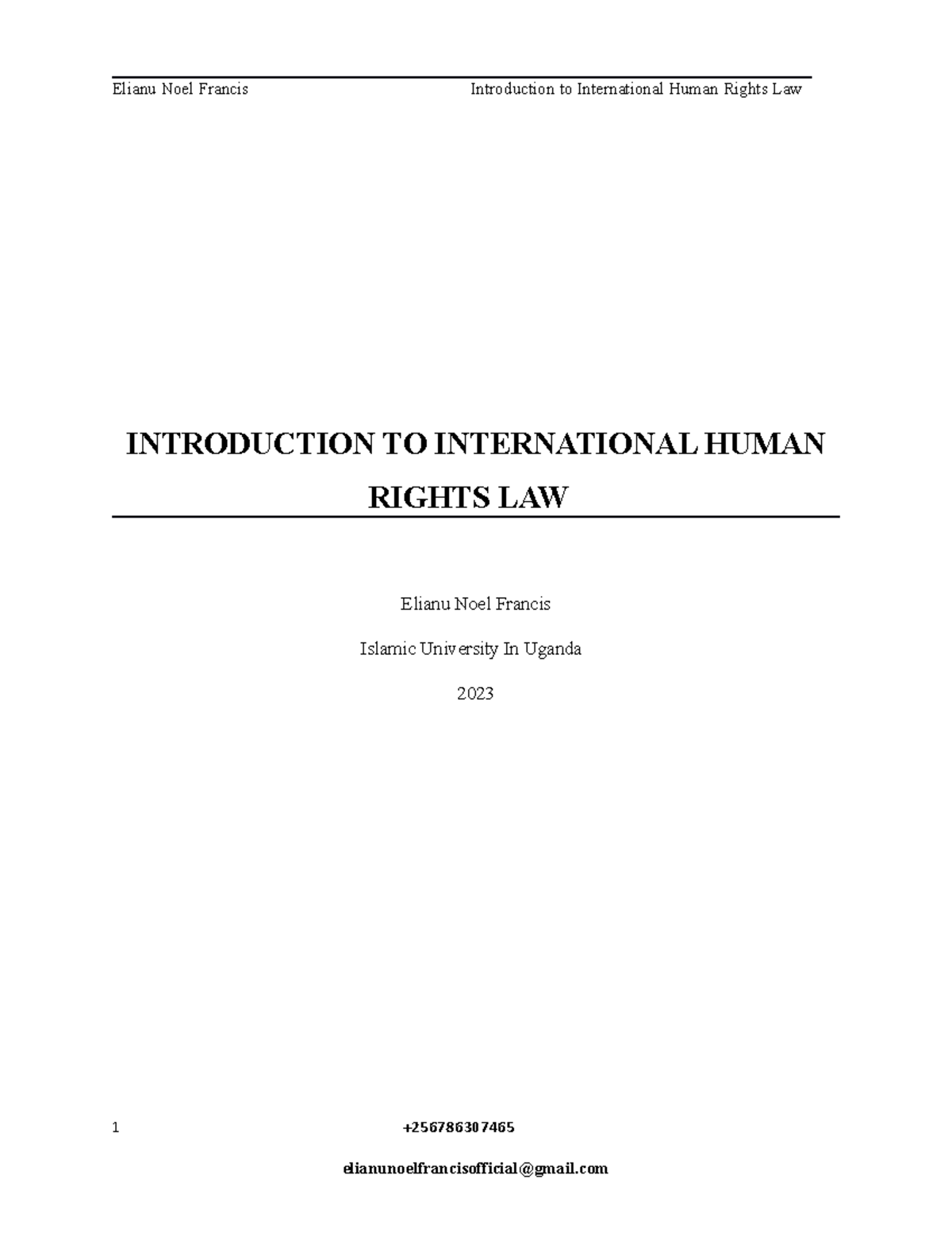 International Human Rights LAW - INTRODUCTION TO INTERNATIONAL HUMAN ...