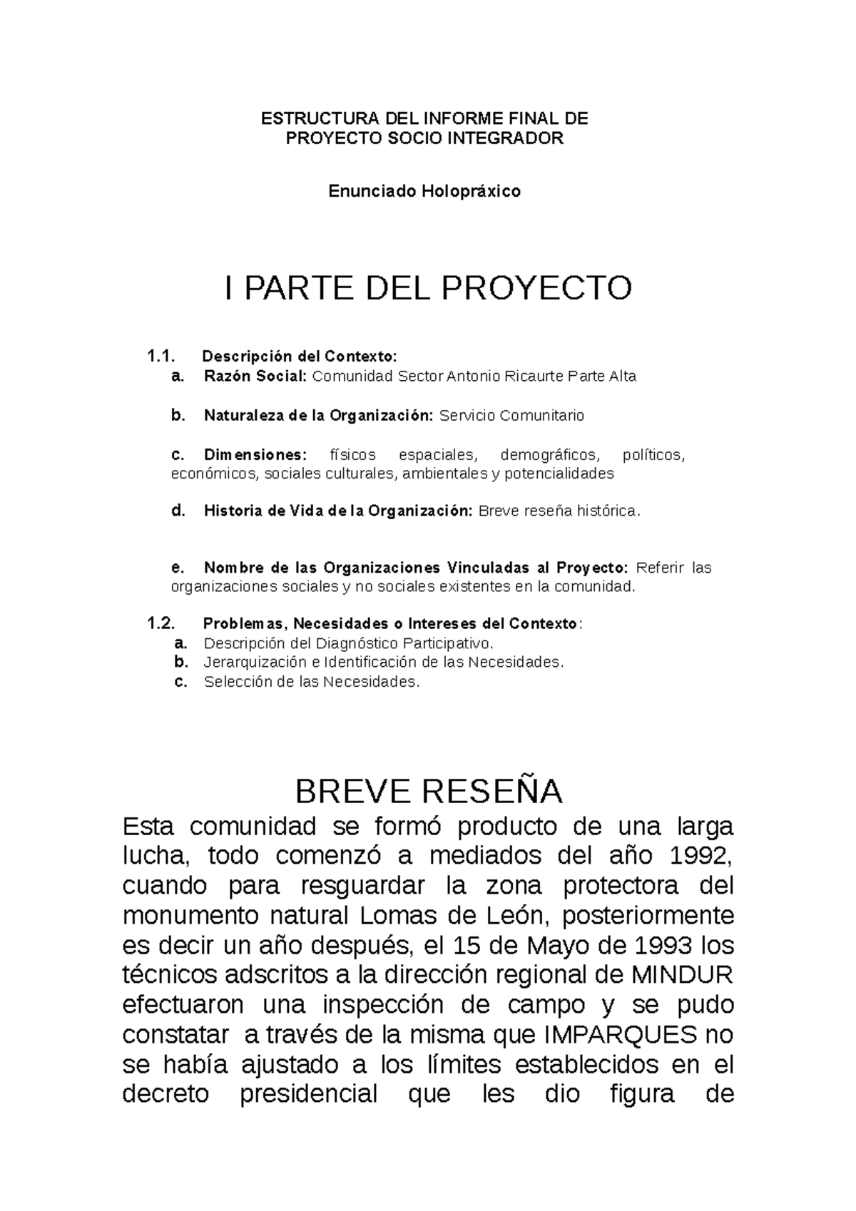 Proyecto Socio Integrador - ESTRUCTURA DEL INFORME FINAL DE PROYECTO SOCIO INTEGRADOR Enunciado ...