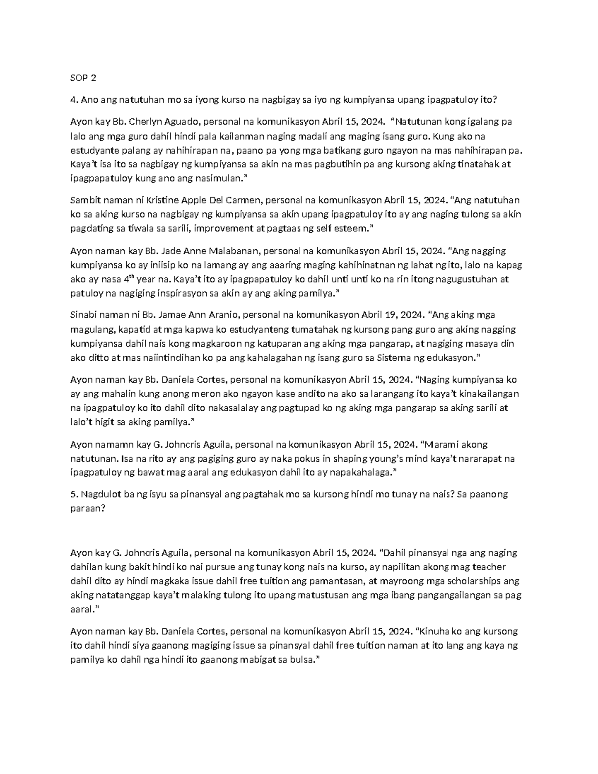 Interpretation - reliable sources - SOP 2 Ano ang natutuhan mo sa iyong ...