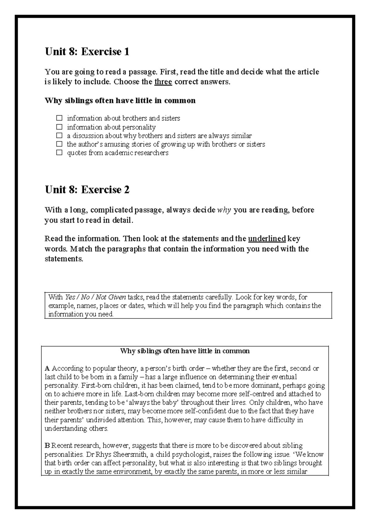 Unit 8 - Reading - tài liệu linh tinh đấ - Unit 8: Exercise 1 You are ...