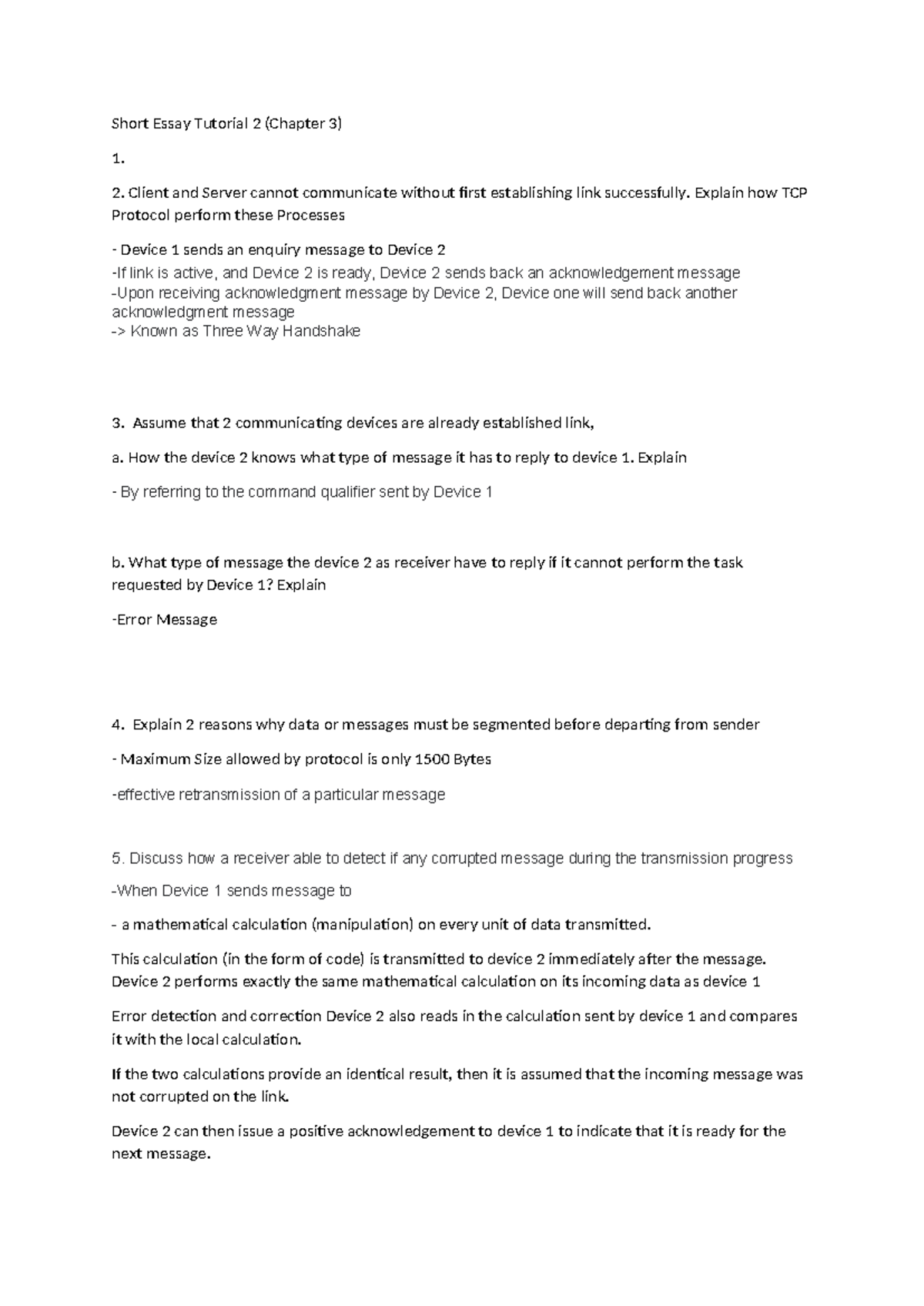 Tutorial 2 CHapter 3 - Networking for Foundation in IT - Short Essay ...