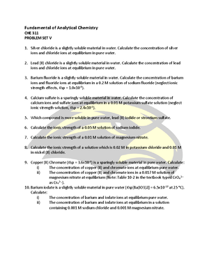 CHE 311 - Problem Set 1 - FUNDAMENTALS OF ANALYTICAL CHEMISTRY CHE 311 ...