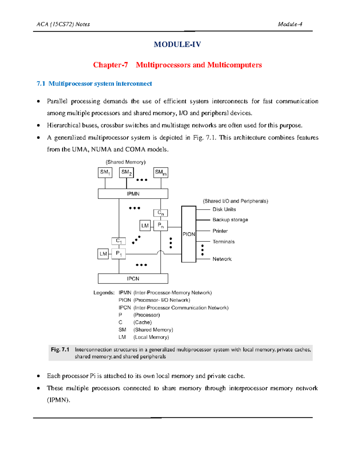 Module-4 ACA - important - VTUPulse MODULE-IV Chapter-7 Multiprocessors ...