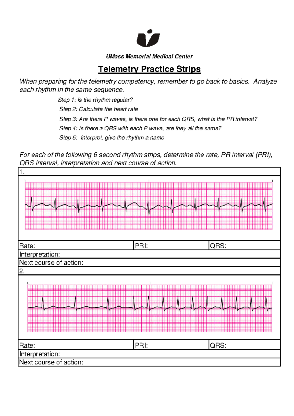 Med Surg 2 EKG pass to lab Answer Key - 1. 2. Interpretation: Next ...