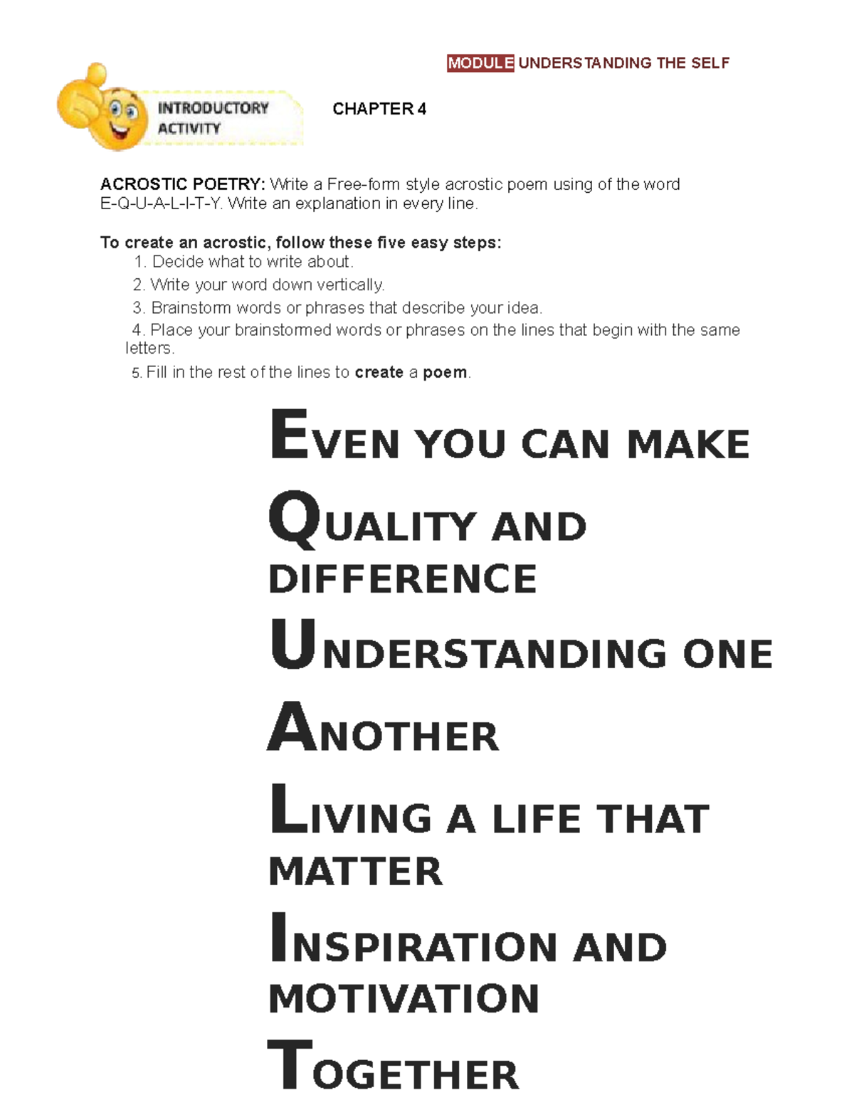 Acrostic Poetry BAHALA MODULE UNDERSTANDING THE SELF CHAPTER 4 acrostic-poetry-bahala-module-understanding-the-self-chapter-4