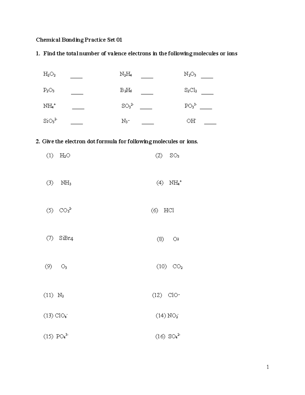 Intro Chem Chapter 12 Bonding Concepts Assignment - Chemical Bonding ...