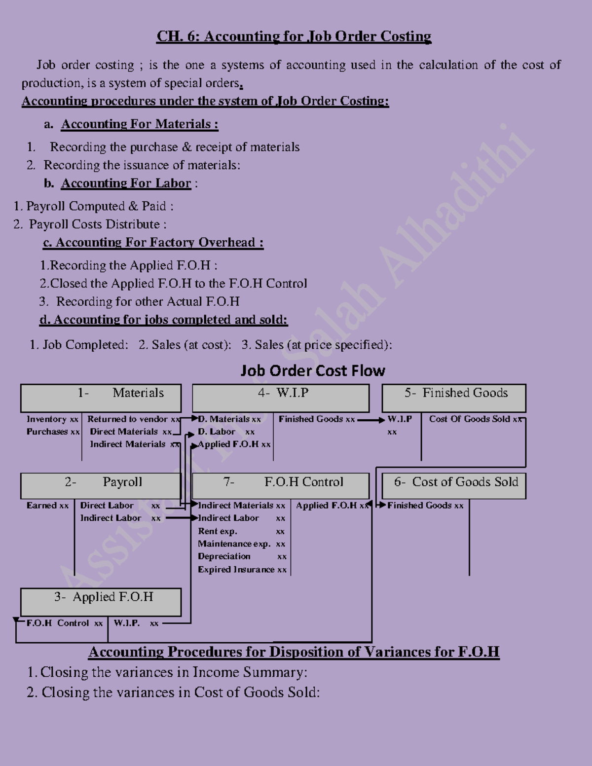 CH. 6 Accounting for Job order Costing - CH. 6: Accounting for Job ...