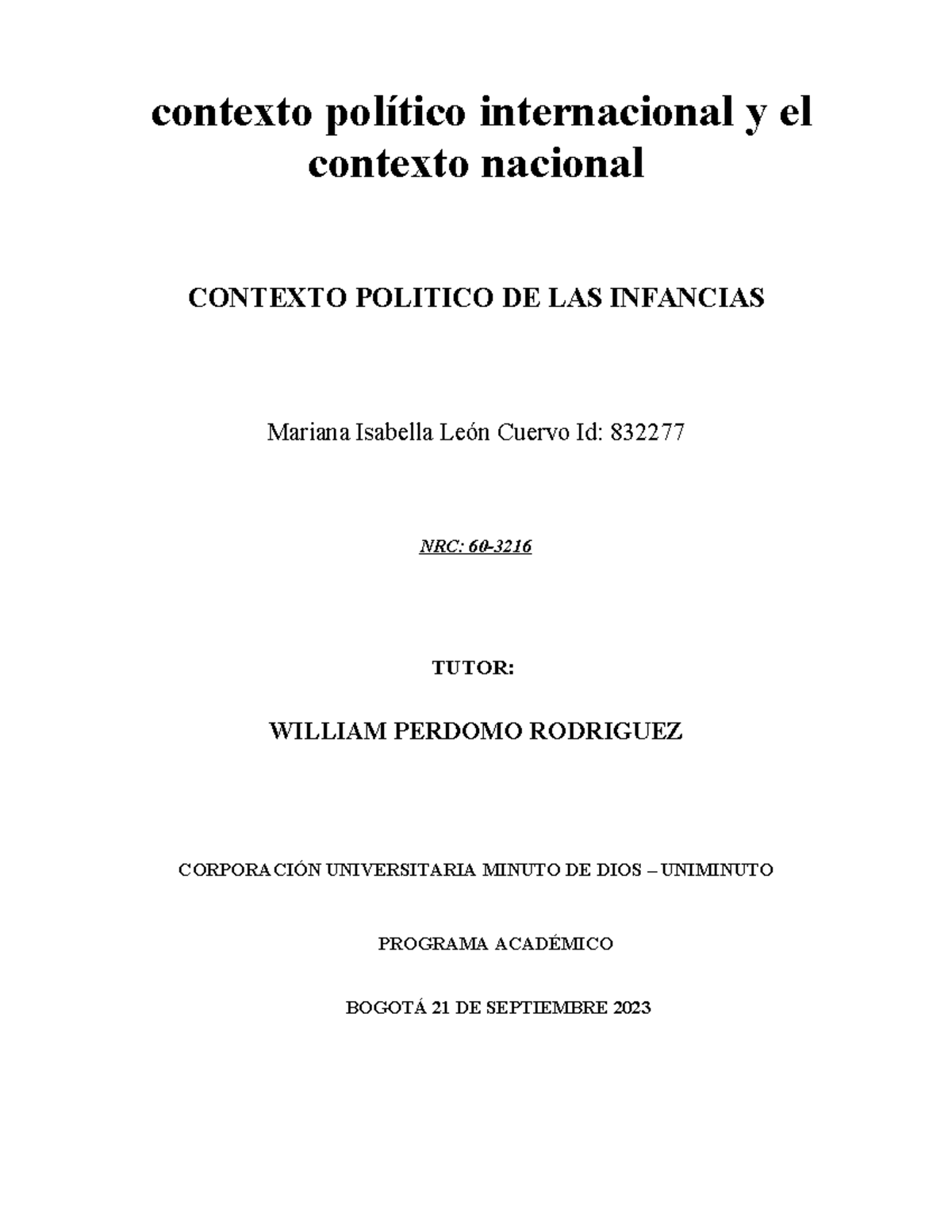 Cuadro comparativo - contexto político internacional y el contexto ...