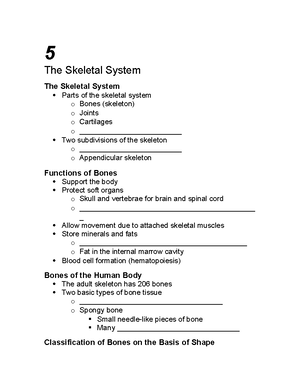 Skeletal System Lab Manual Anatomy - AP 1 Lab: Skeletal System: Axial ...