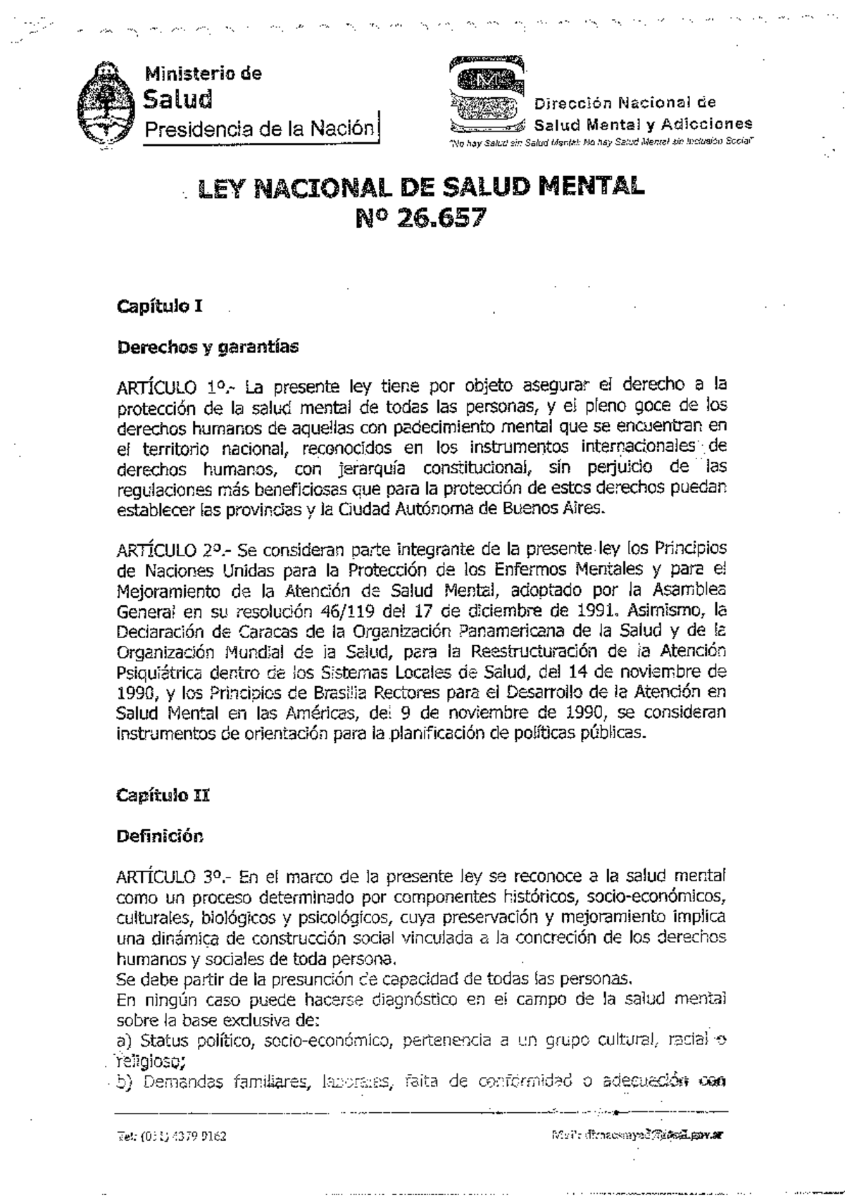 Ley 26.667 de la nacion argentina - Ministerio de M Salud Dirección ...