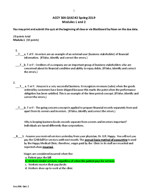 Quiz 7 - quiz 7 w/answers - ACCY 306 QUIZ #7 Module 7 – Solvency ...
