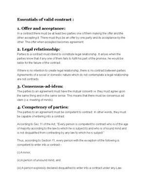 Contract II - Lecture notes All - KLE LAW ACADEMY BELAGAVI (Constituent ...