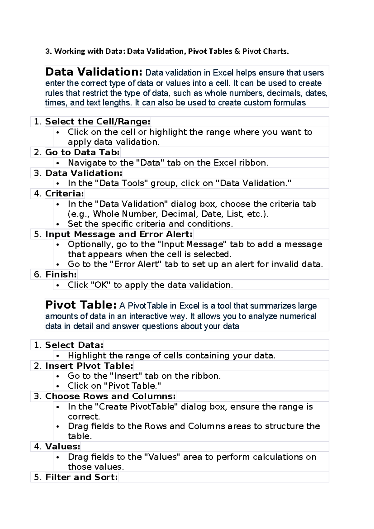 DAE Program-3 - PROGRAM 3 - 3. Working with Data: Data Validation, Pivot Tables & Pivot Charts ...