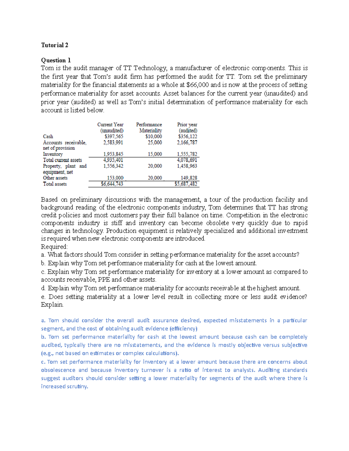 Tutorial 2 - Audit of Revenue System - Tutorial 2 Question 1 Tom is the ...