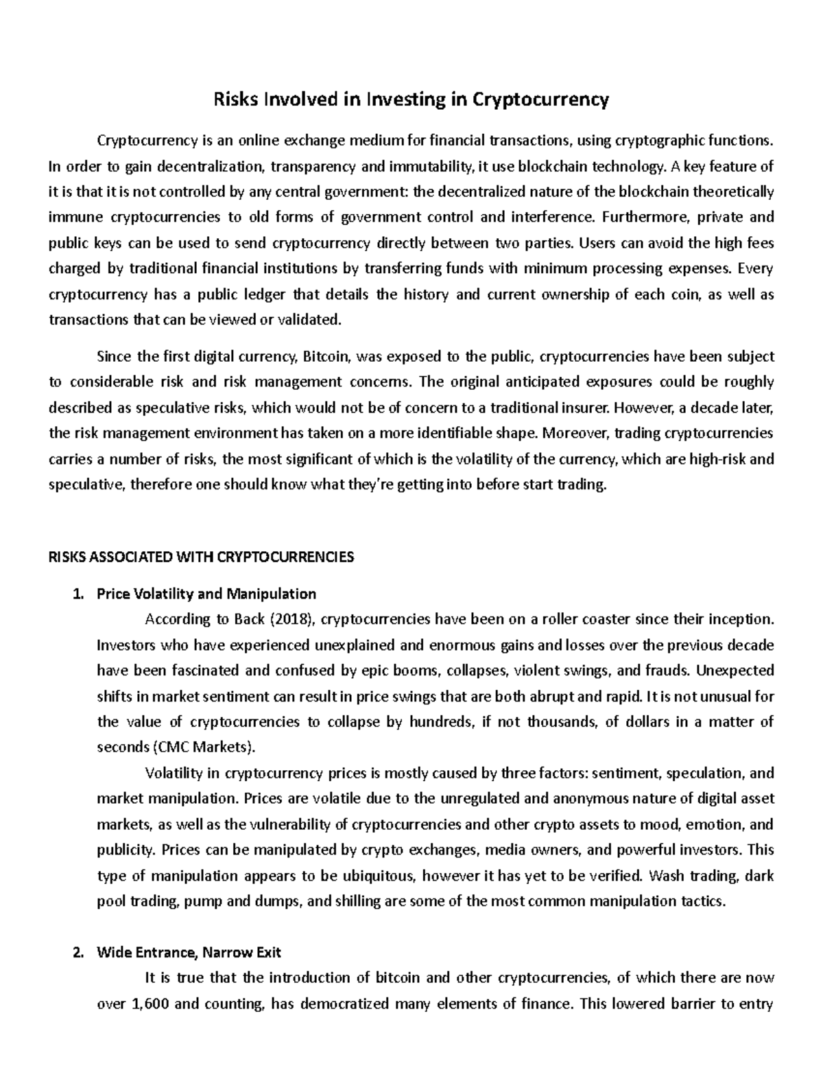 Crypto Risk - Risks Involved in Investing in Cryptocurrency ...