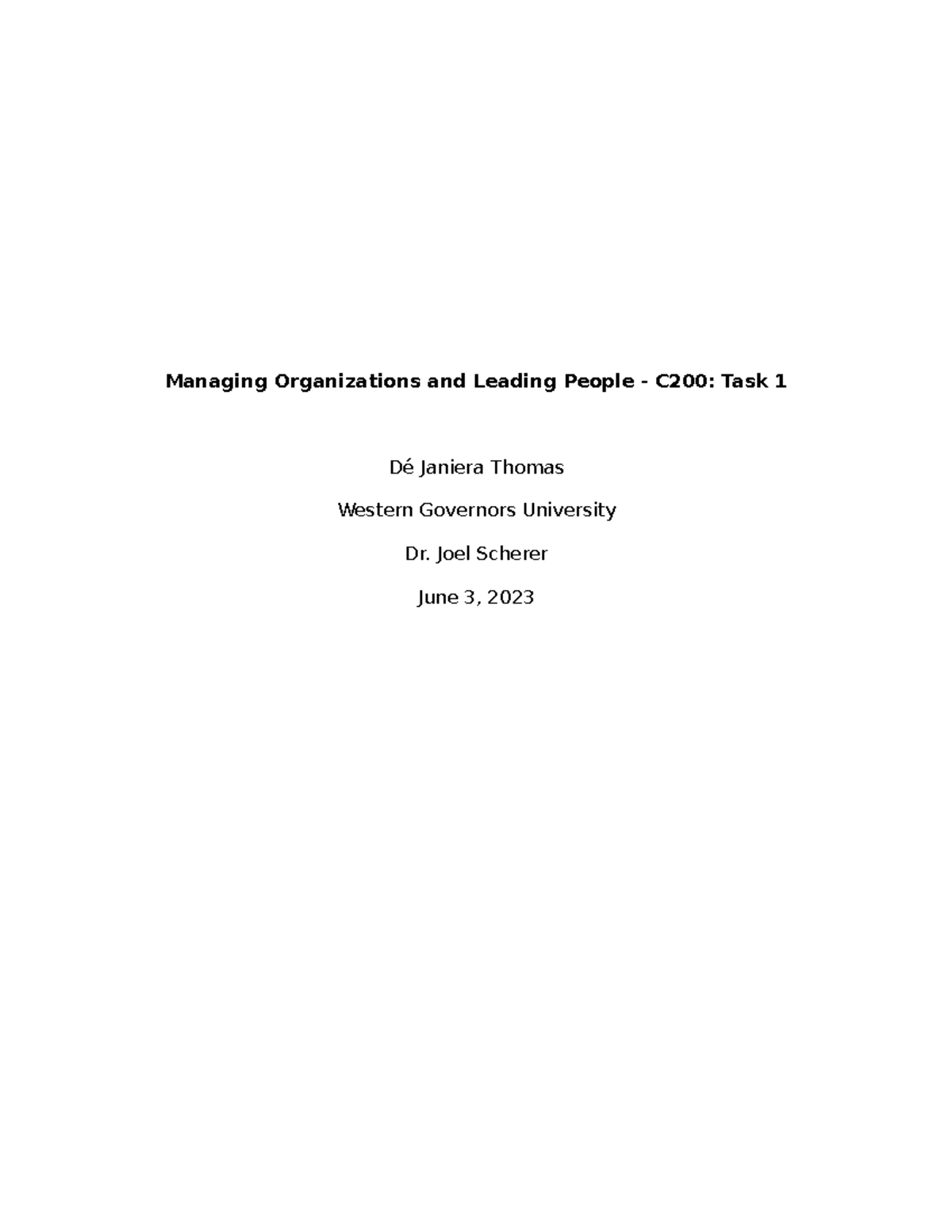 C200 Task1 Leadership Reflection - Passed - C200 - WGU - Studocu