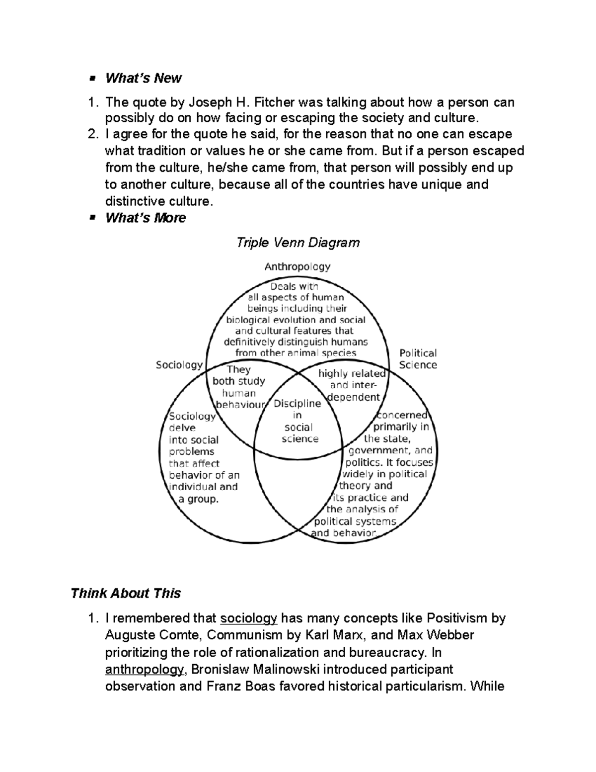 UCSP Q1 - This is an examples of answers in an Activity from Quarter 1 ...