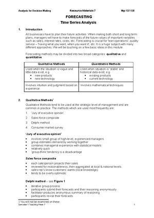 SSM5 - Index Numbers - Analysis for Decision Making Mgt 137/ 1 Self Study Material 5 Index ...