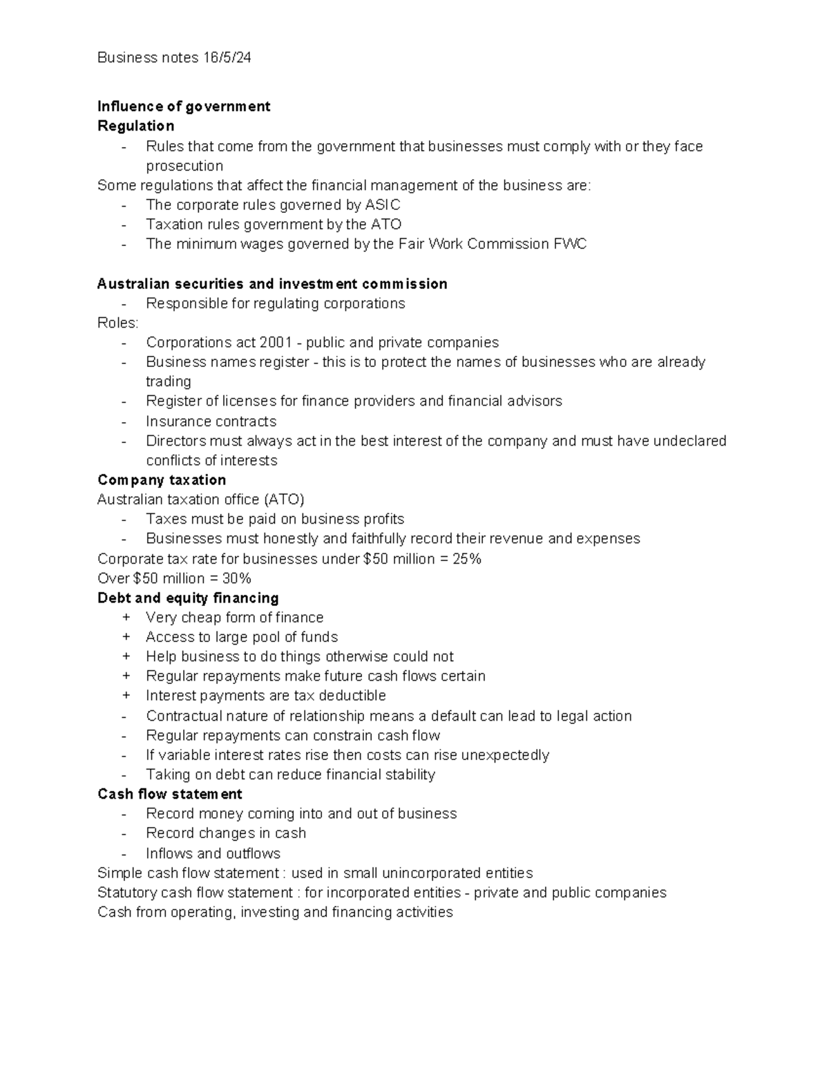 Influence of government - Business notes 16/5/ Influence of government ...
