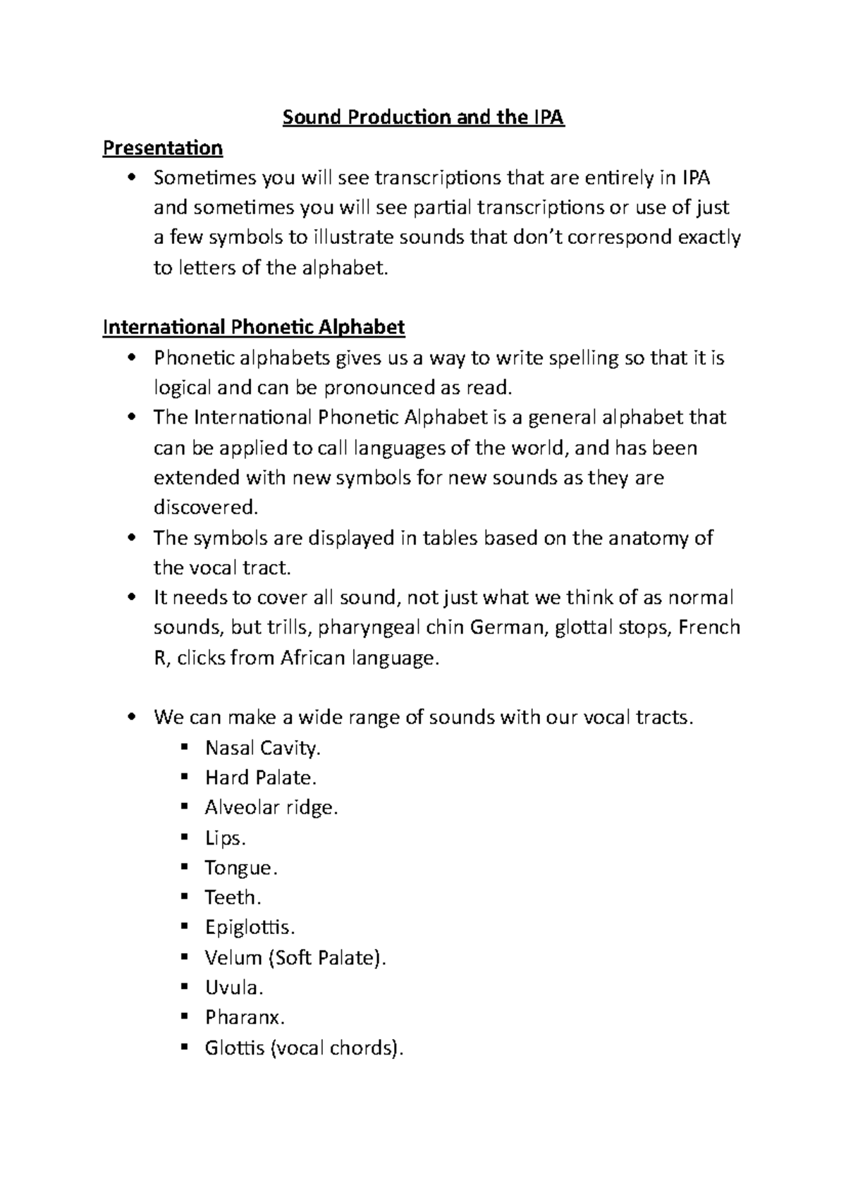 Sound Production and the IPA - Sound Producion and the IPA Presentaion ...