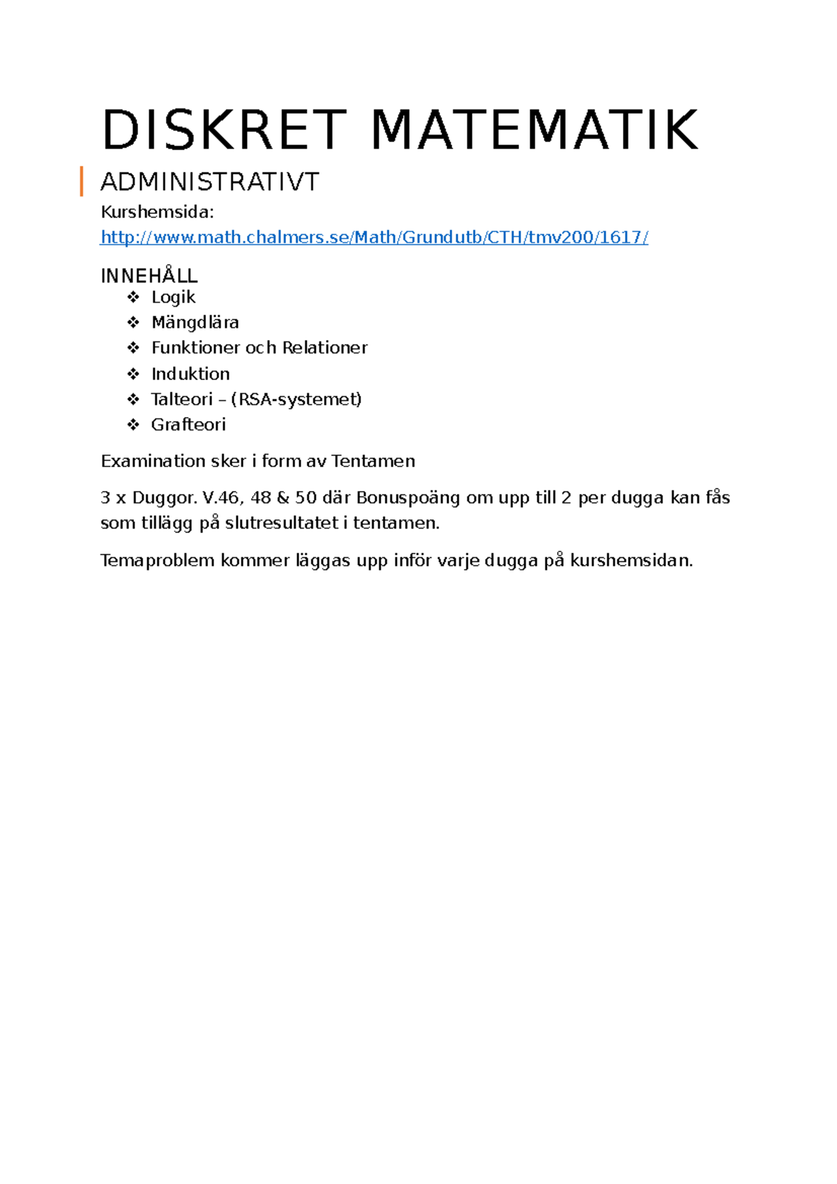 Diskret Matematik - Definitioner och sammanfattningar med kommentarer ...