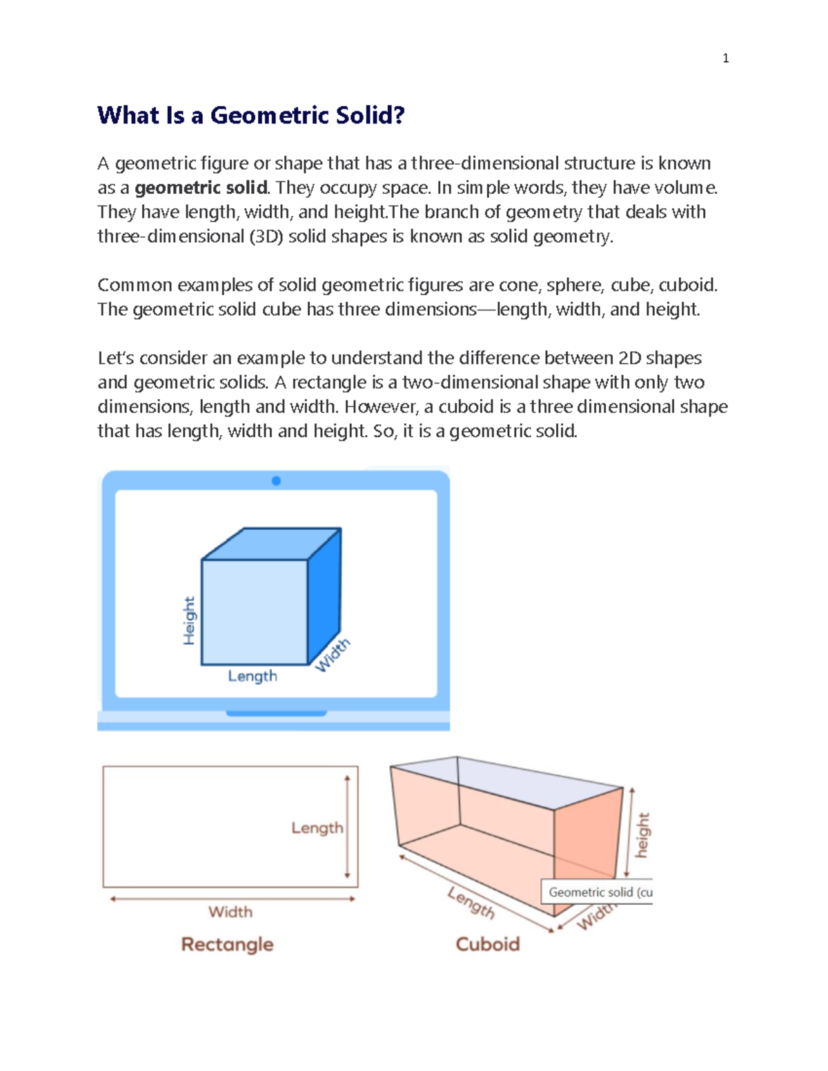 Solid Mensuration Notes - What Is a Geometric Solid? A geometric figure ...