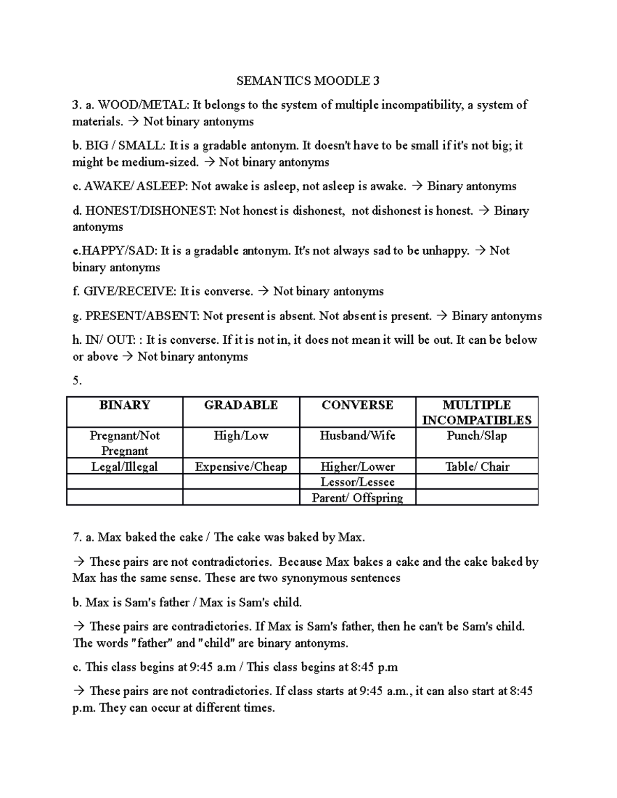 Semantics unit 11 - SEMANTICS MOODLE 3 a. WOOD/METAL: It belongs to the ...
