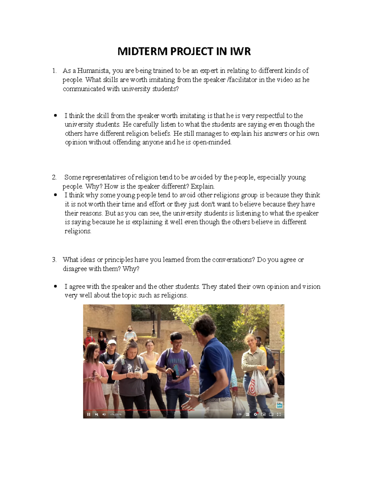 Midterm Project IN IWR - MIDTERM PROJECT IN IWR As a Humanista, you are ...